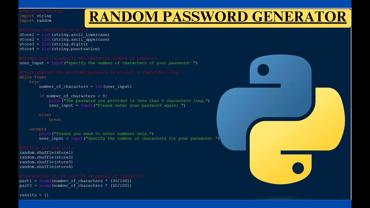How To Create A Random Password Generator Using Python Youtube 7515