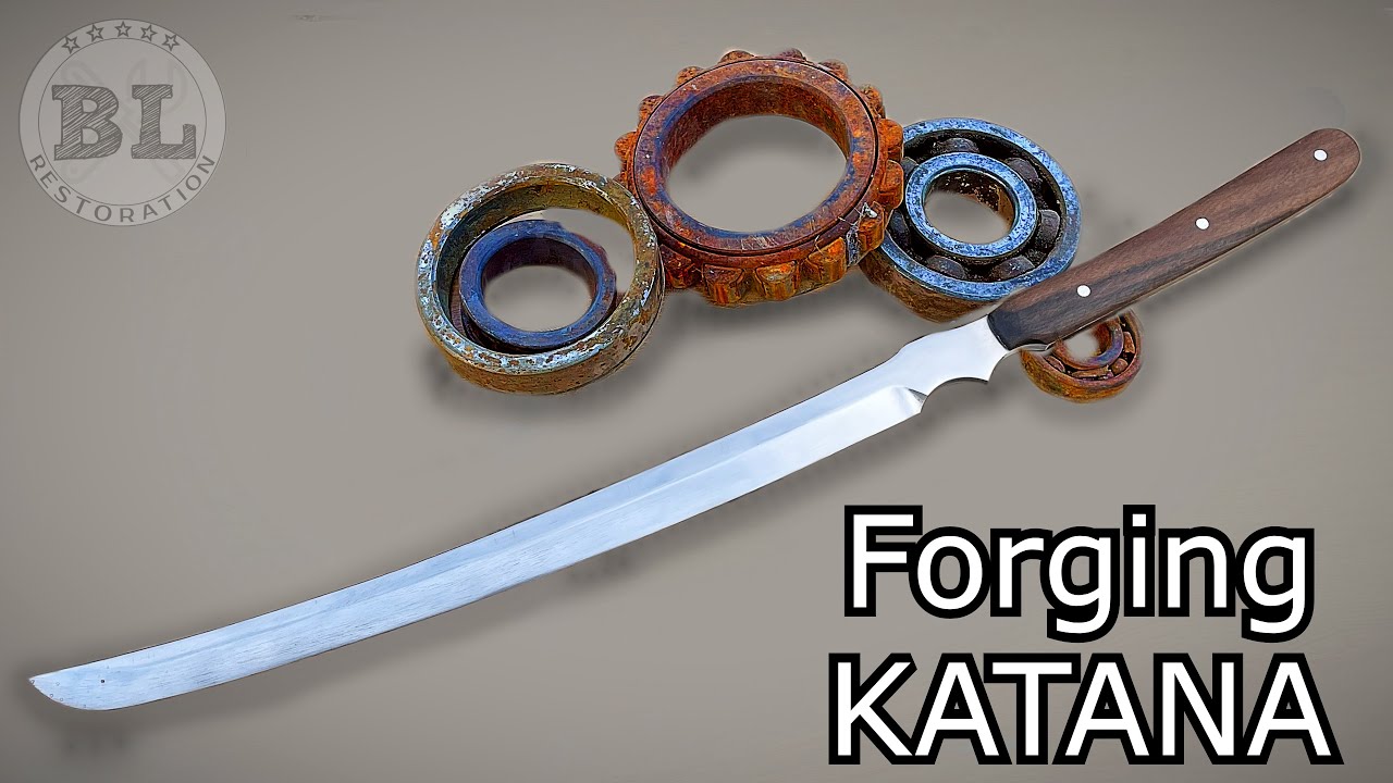Forging a NINJA KATANA out of Rusted BEARING - YouTube