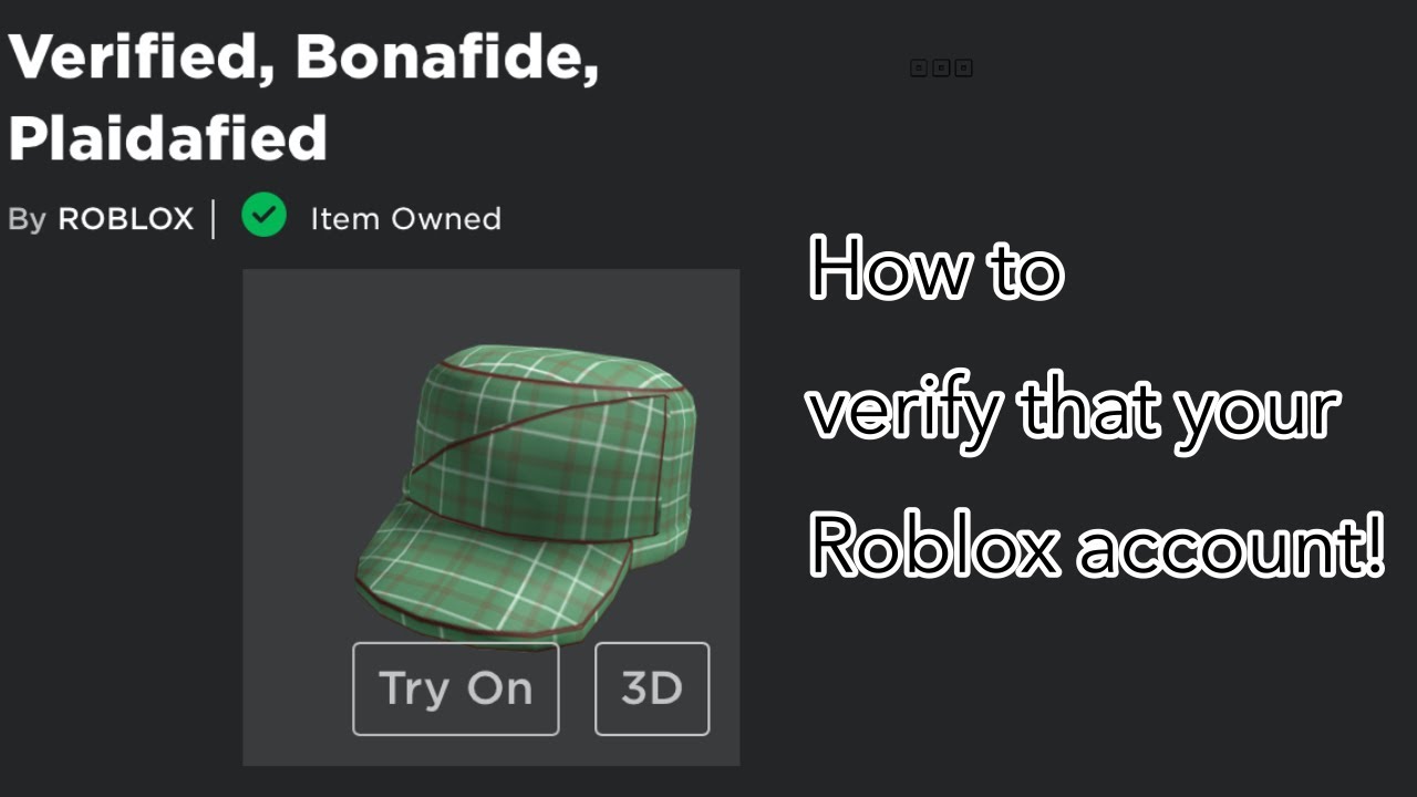 HOW TO VERIFY YOUR ROBLOX ACCOUNT AND GET A FREE HAT! 🎩 - YouTube