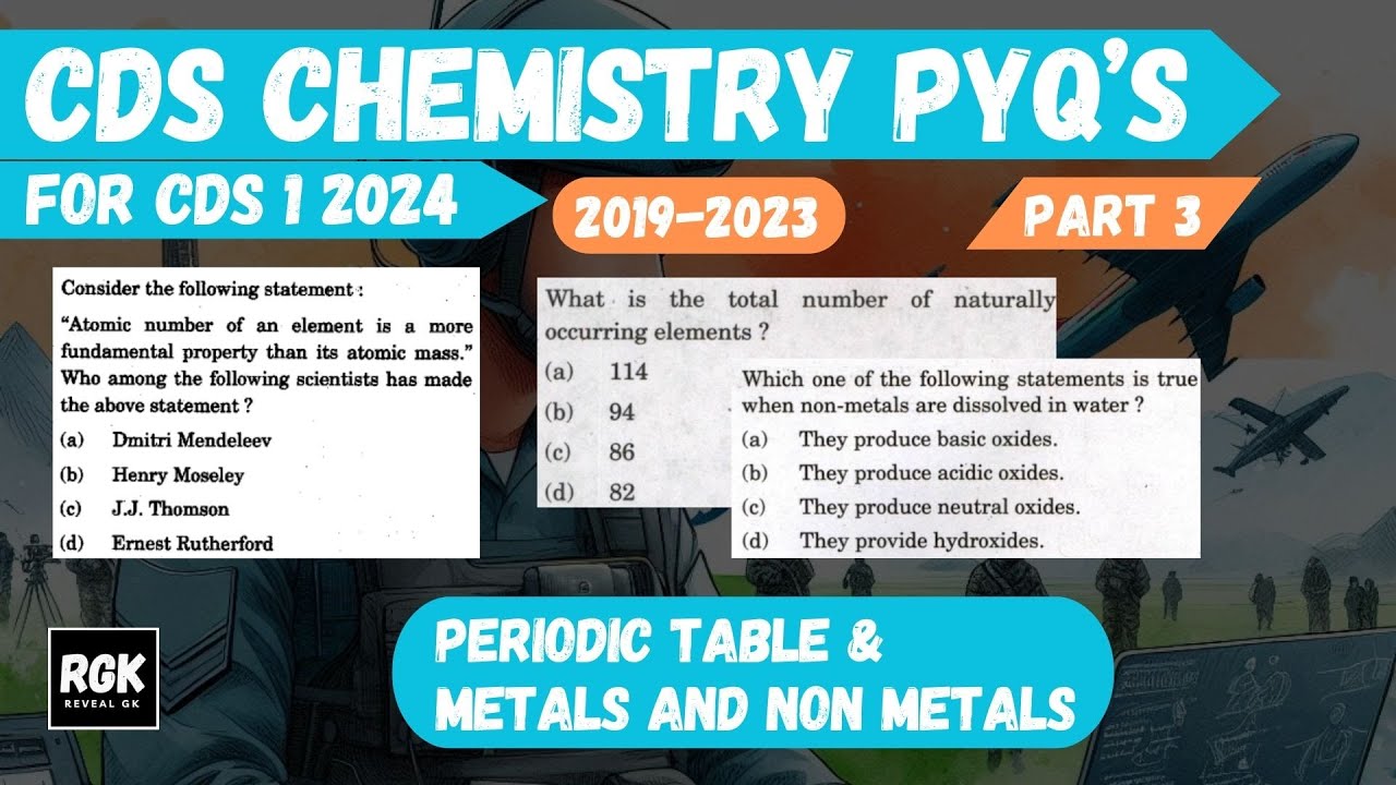 CDS Chemistry PYQ's for CDS 1 2024 | Part 3 - Periodic Table & Metals ...