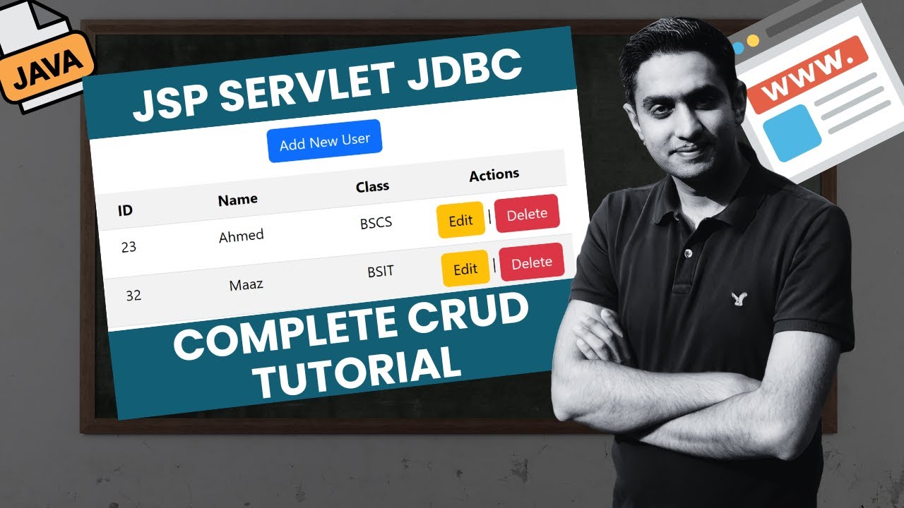JSP Servlet JDBC with MySQL CRUD Tutorial - YouTube