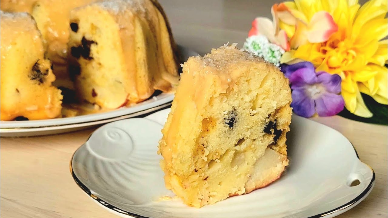 BIZCOCHO DE MANZANA Y PASAS. Una receta especial con crema de manjar ...