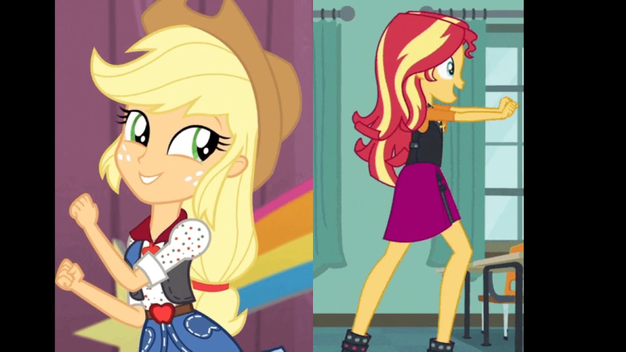 Applejack and Sunset Shimmer are dancing to Black Slacks and Stayin ...
