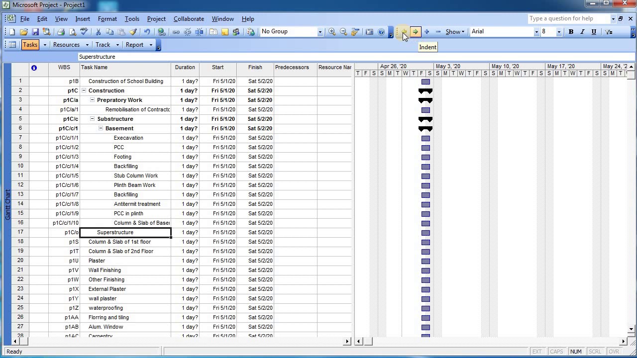 8 MSP Creating Sub Task Indent Outdent Process And Meaning YouTube 8 MSP Creating Sub Task Indent Outdent Process And Meaning YouTube