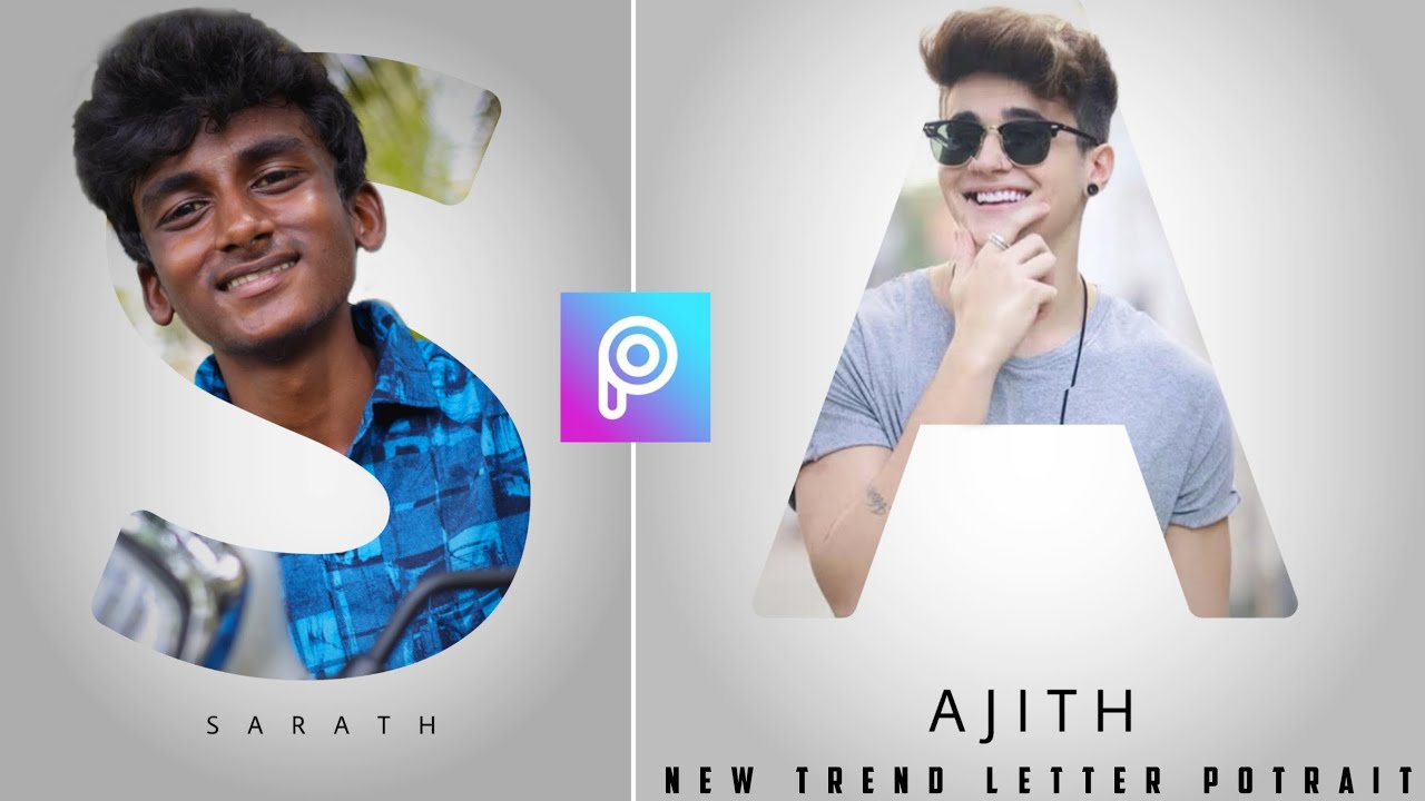 New trend potrait letter edit tutorial tamil || PicsArt photo edit ...