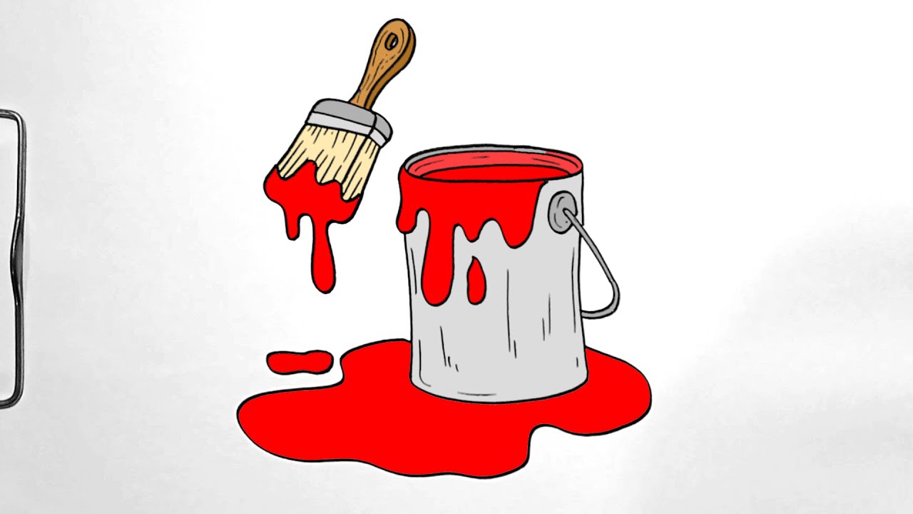 How to Draw PAINTBRUSH & PAINT CAN - YouTube