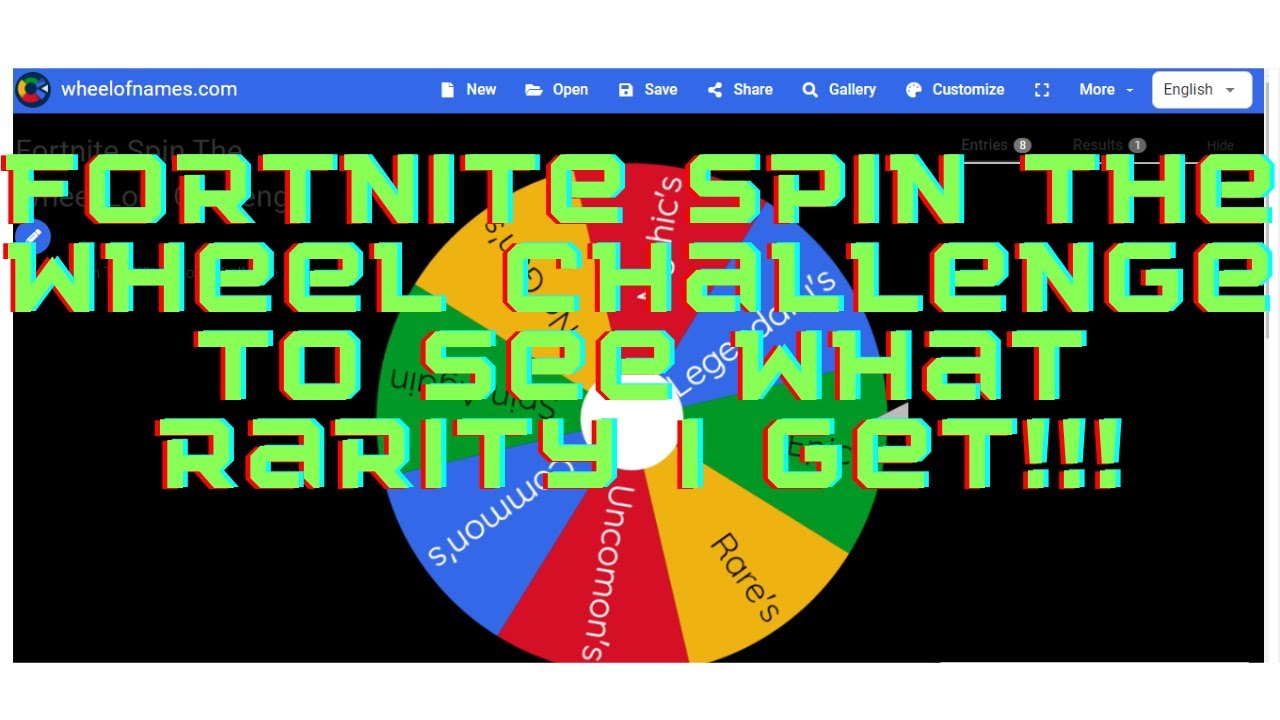 Fortnite Spin The Wheel Challenge To See What Rarity I Get!!! - YouTube