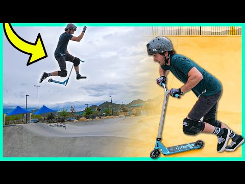 JUMPING ENORMOUS SKATEPARK GAP ON SCOOTER! - YouTube