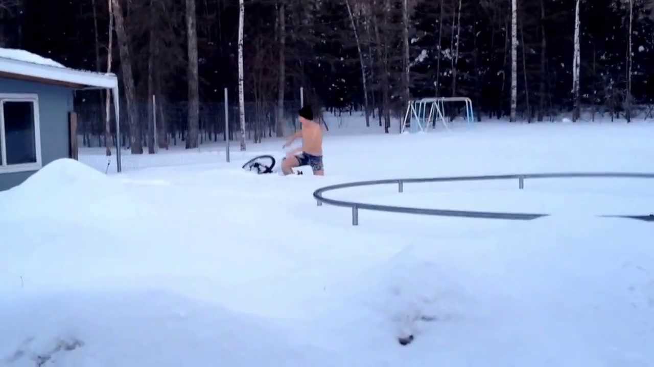 True Canadian: jumps bike off shed roof only in boxers - YouTube