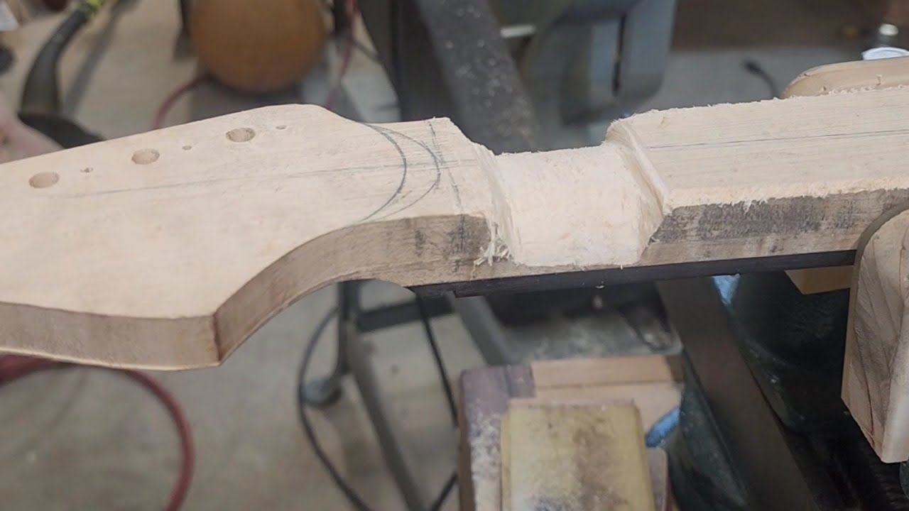 Hand carving a neck, tele build finishing touches - YouTube