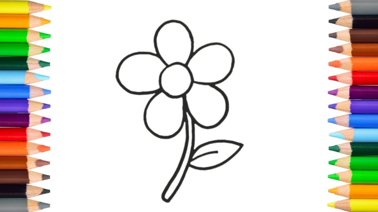 How to draw a rainbow flower drawing || Easy colourful flower drawing ...