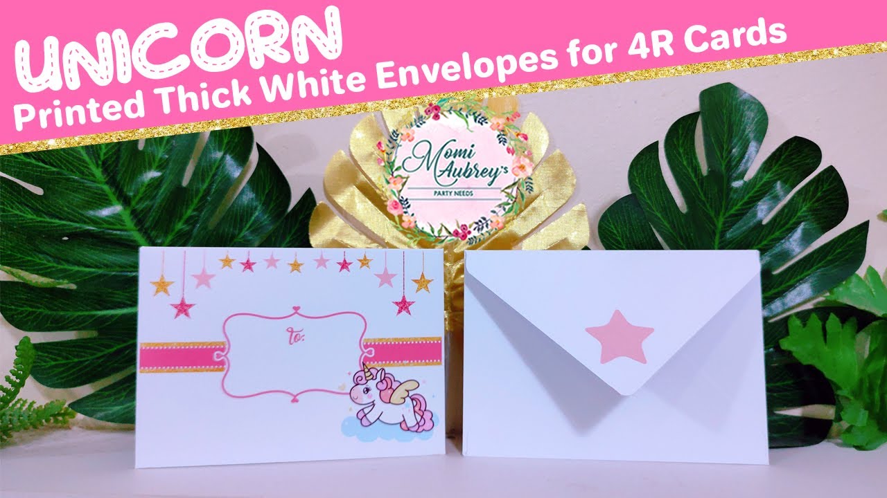 Baby Unicorn Theme Printed Thick White Envelopes for 3R Cards - YouTube