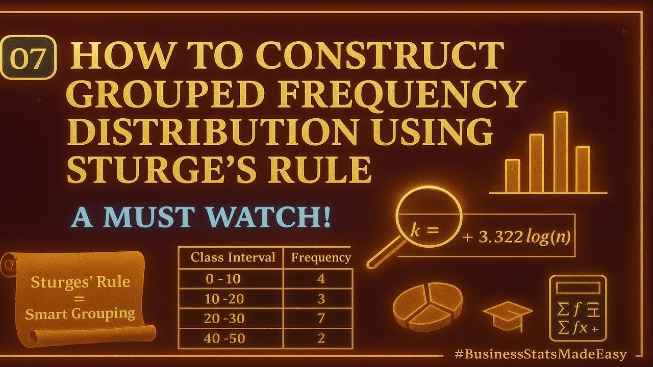 0⃣7⃣ HOW TO CONSTRUCT GROUPED FREQUENCY DISTRIBUTION USING STURGE'S ...