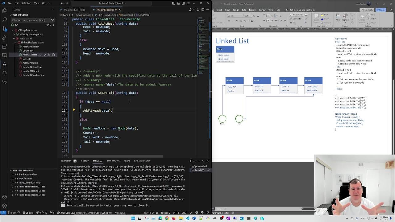 Aula 140: Data Structures - Linked List (Part 2: Add at Tail) - YouTube
