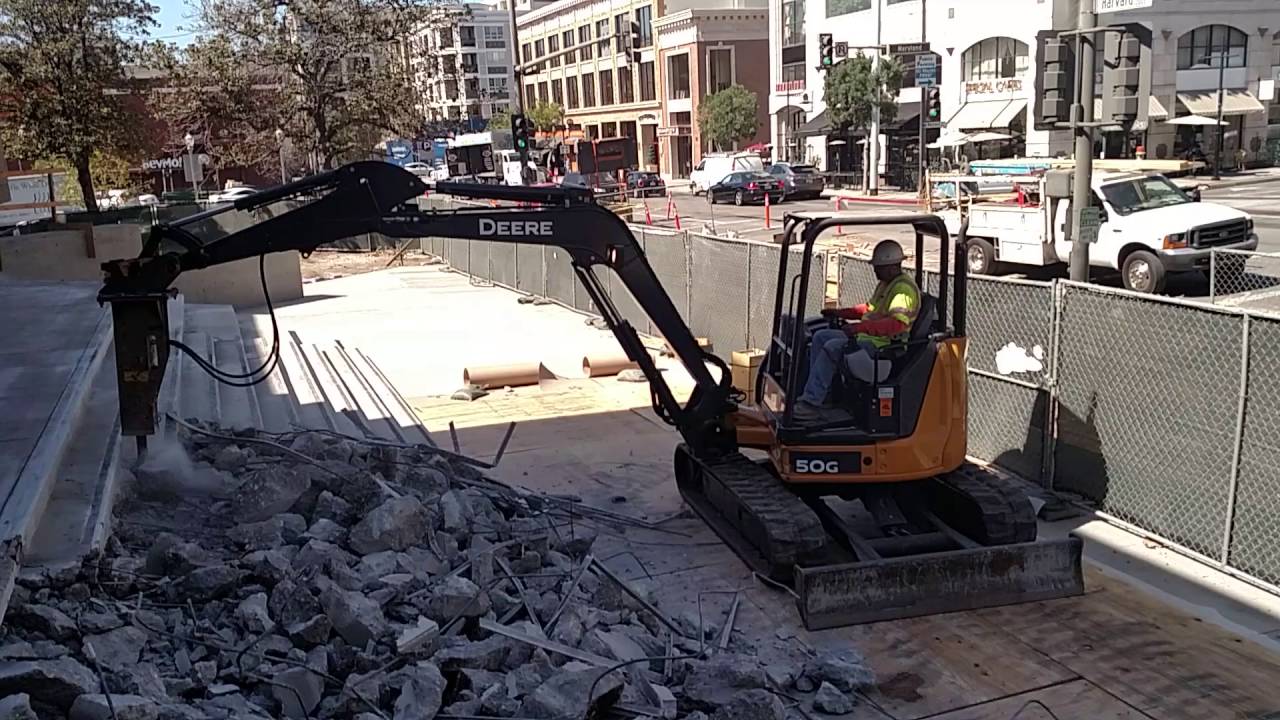 Concrete Breaking with Mini Excavator | Fast Forward Concrete Cutting ...