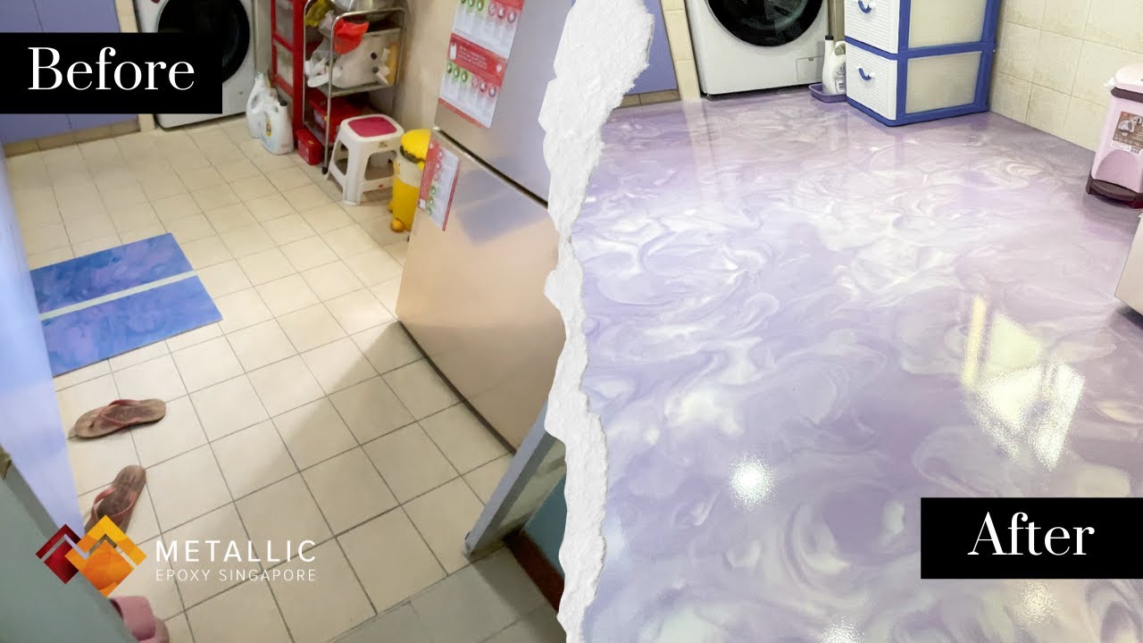 Metallic Epoxy Kitchen Floor at Jurong West HDB (Veri Peri) - YouTube