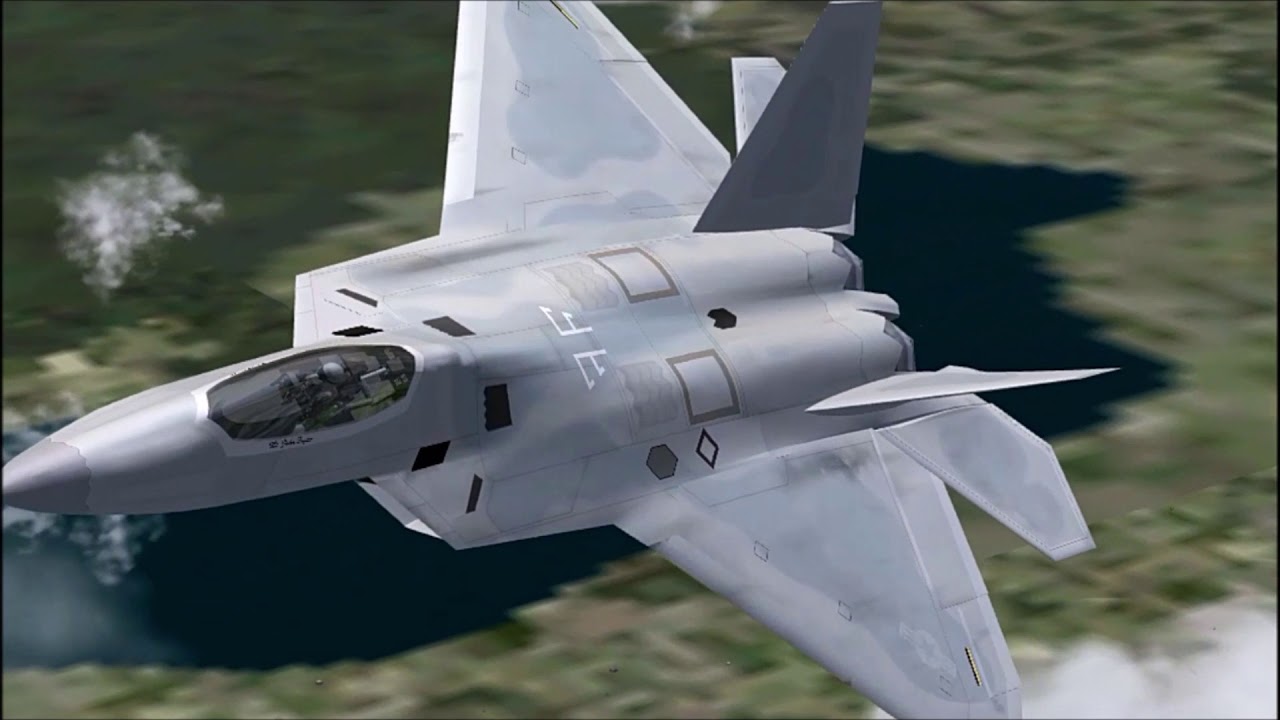 Flight Simulator F-22 Raptor Takeoff and Landing - YouTube