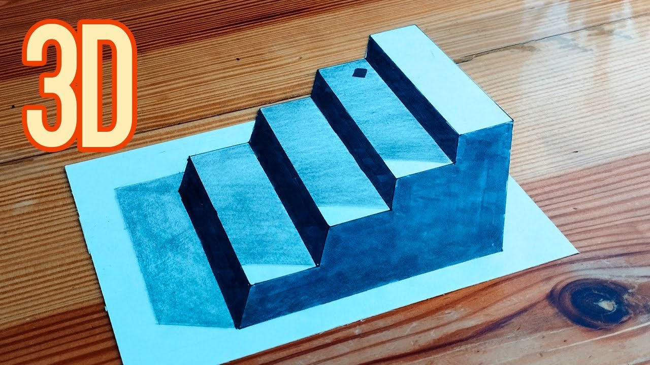 How to Draw a 3D Stairs / Ladder very easy - YouTube