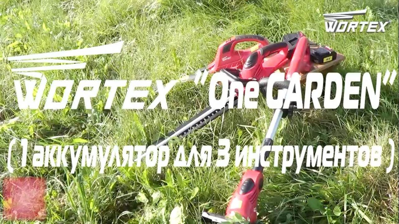 Набор садового аккумуляторного инструмента WORTEX ''One GARDEN''. Garden cordless tool Kit ...