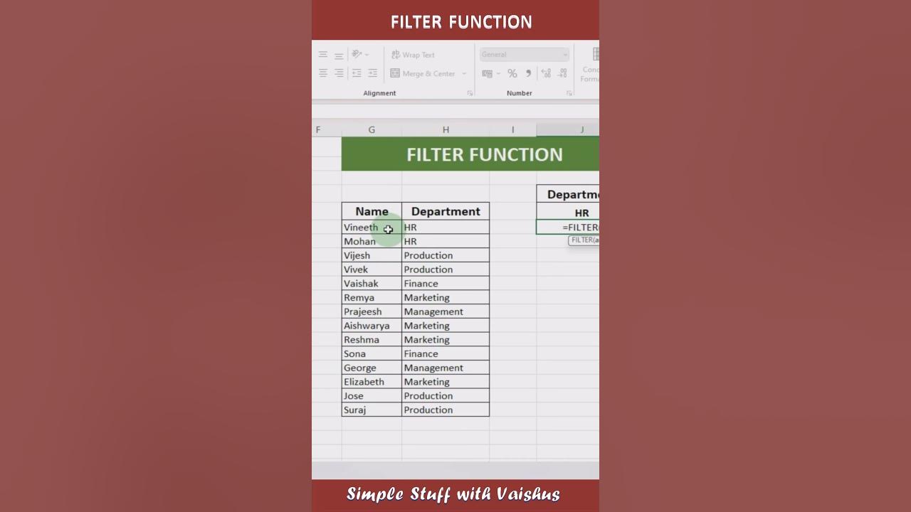 Filter Function In Ms Excel Youtubefeed Ytshorts Excel Youtubeshorts Exceltips