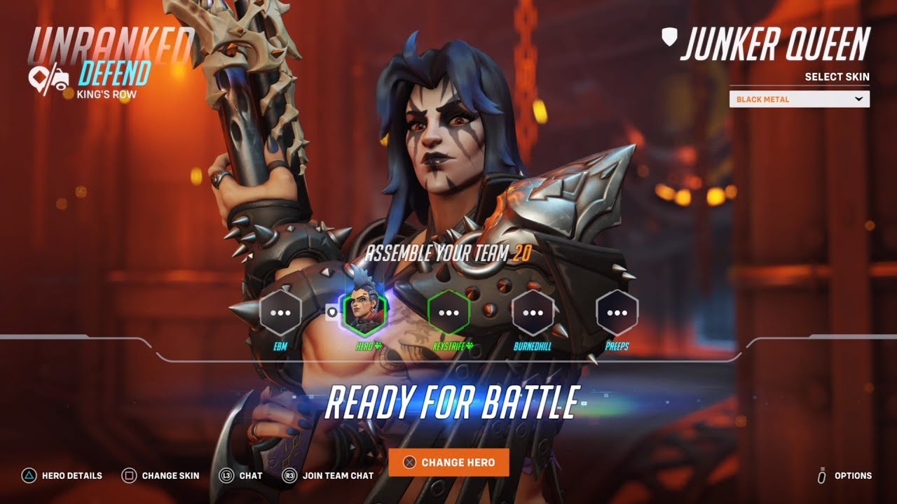 Overwatch 2 Season 3 BLACK METAL Junker Queen Skin Gameplay Tier 1 ...