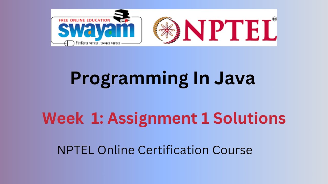 Programming In Java Week 1 Assignment Answers || Jan 2025 || NPTEL - YouTube