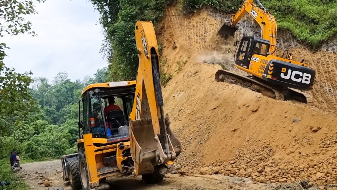 Climbing Up to Make Hilly road ramp Jcb Excavator - YouTube