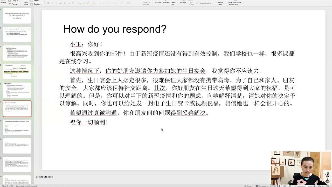 Improving AP Chinese skills by practicing free response questions III ...