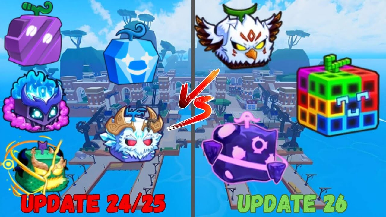 UPDATE 25/26 Fruits VS UPDATE 26 Fruits in Blox Fruits (Roblox) - YouTube
