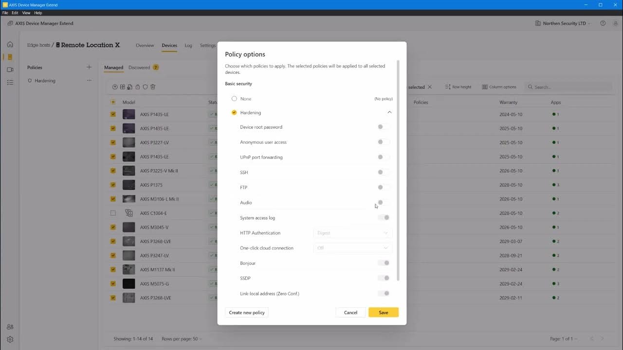 Axis Device Manager Extend - create a basic security policy - YouTube