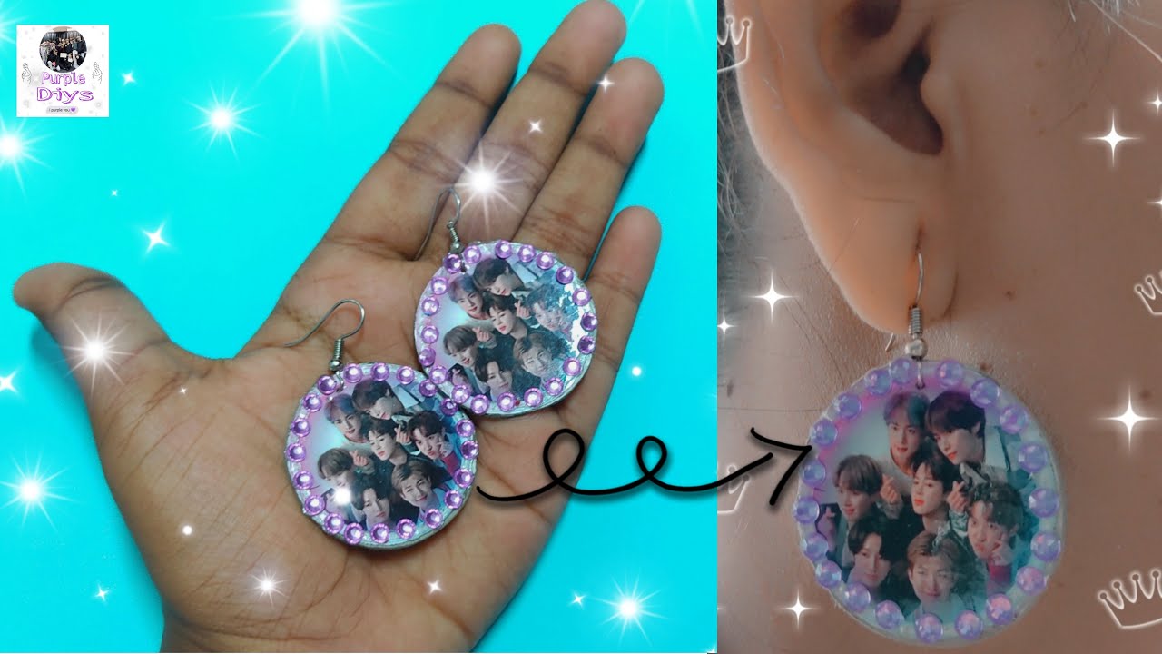 Diy bts earrings| Diy earrings| Bts accessories Bts crafts Easy bts ...