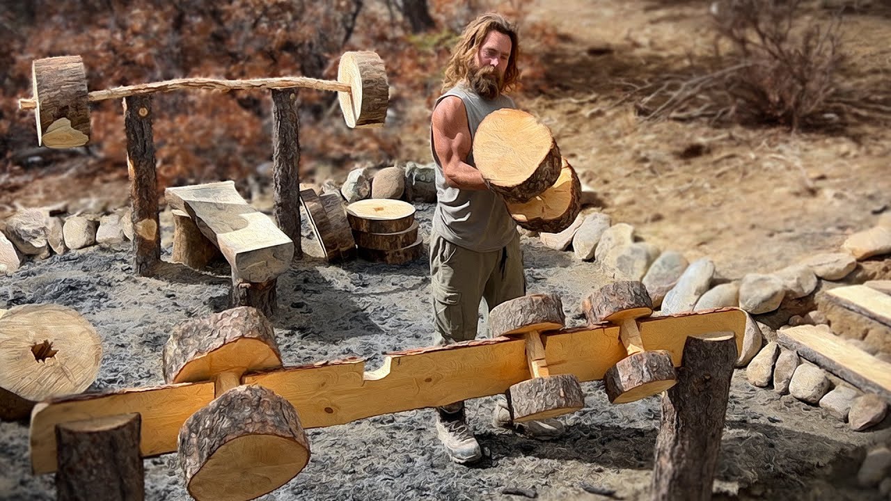 Building Primitive Gym From Logs - YouTube
