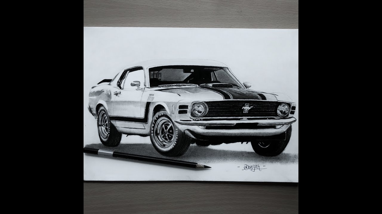 Drawing a realistic car #mustang #fordmustang #pencildrawing #3ddrawing ...