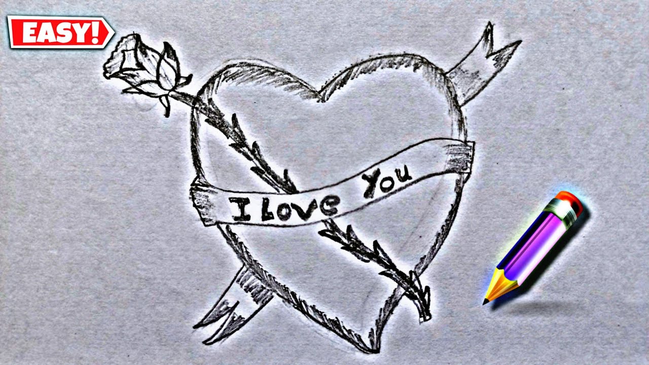 How to draw love heart ️ //love heart step by step drawing - YouTube
