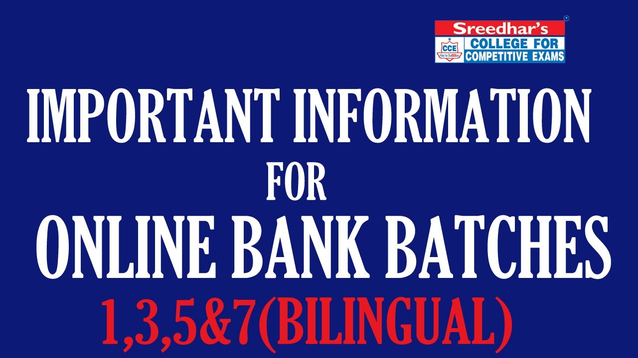 IMPORTANT INFORMATION FOR ONLINE BANK BATCHES-1,3,5&7(BILINGUAL) - YouTube