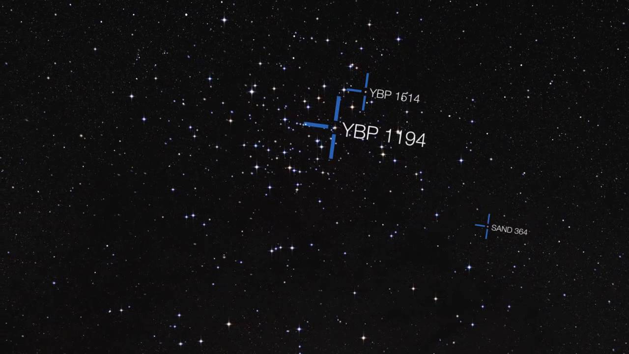 Flying through the star cluster Messier 67 (annotated) - YouTube