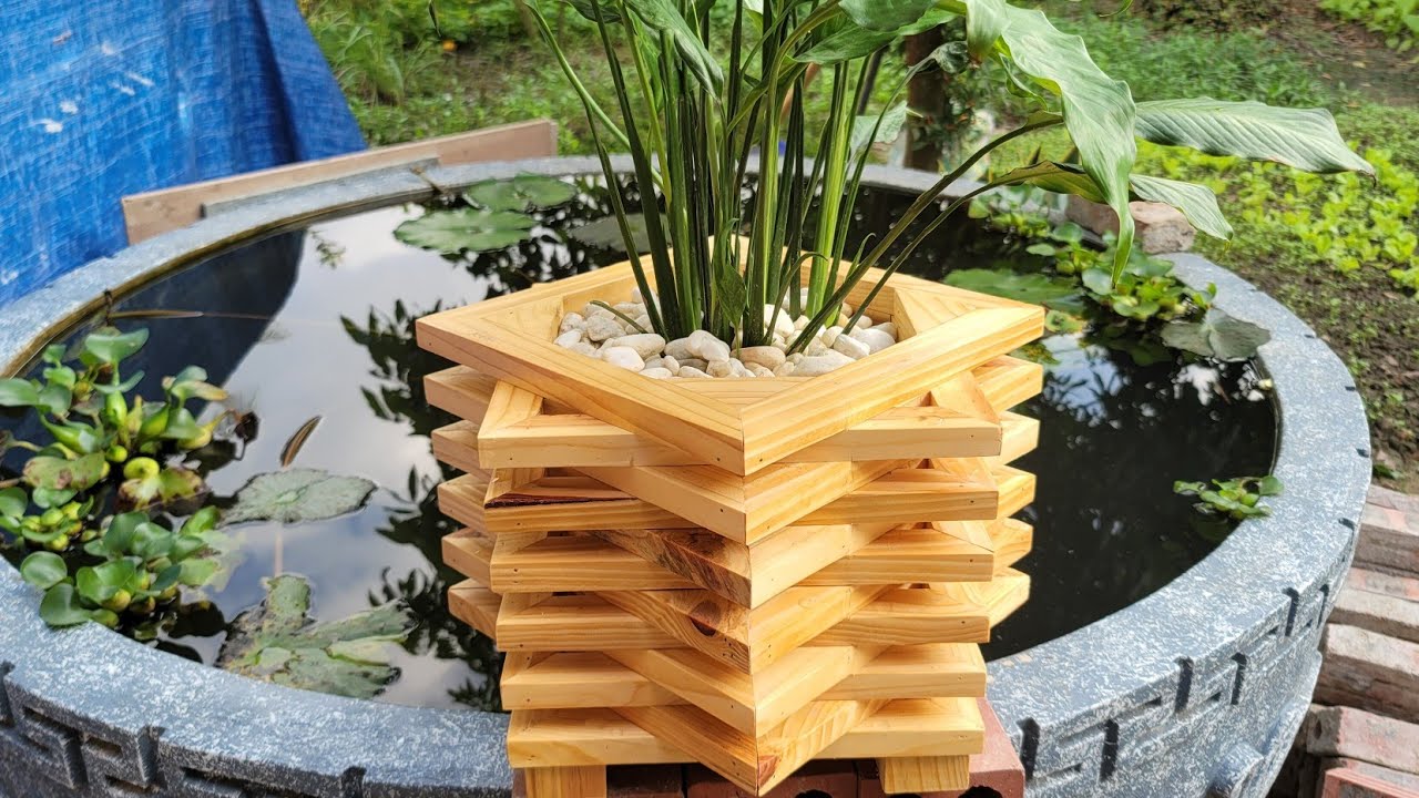 How to make an octagonal flower pot from pine wood. - YouTube