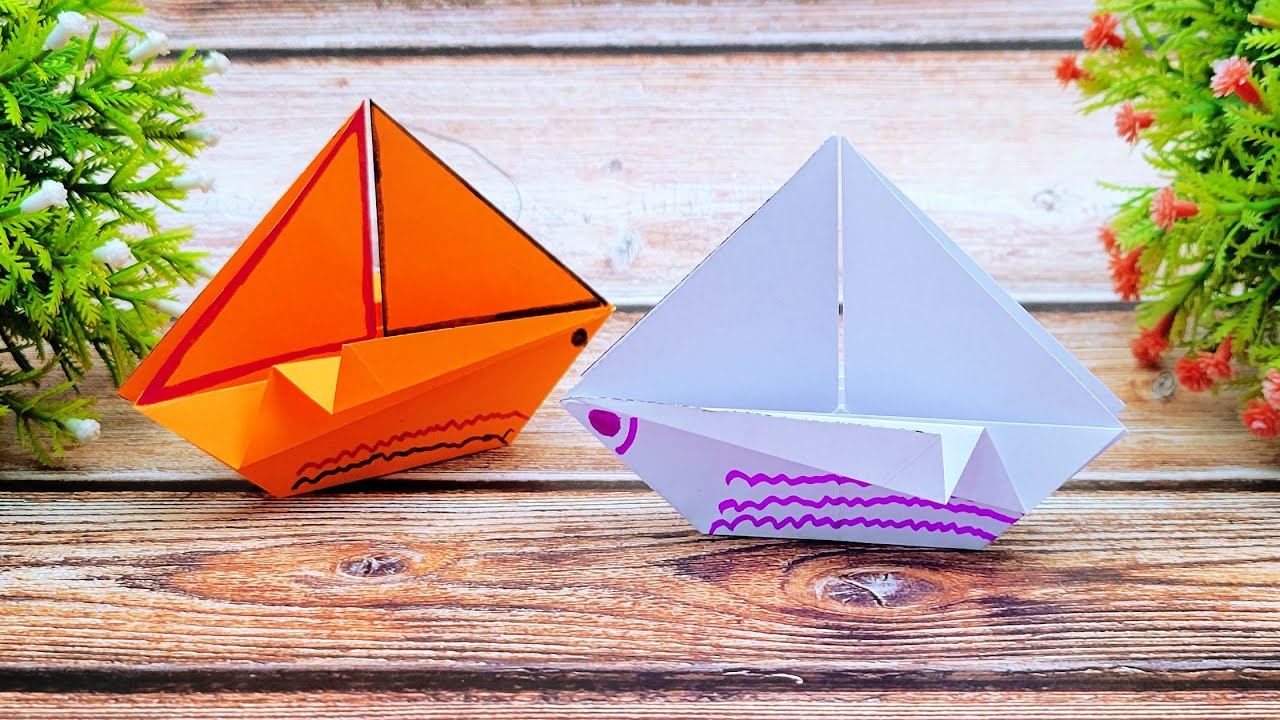 How to Make a Paper Sailboat Easy | Paper Boat Making Origami Tutorial ...