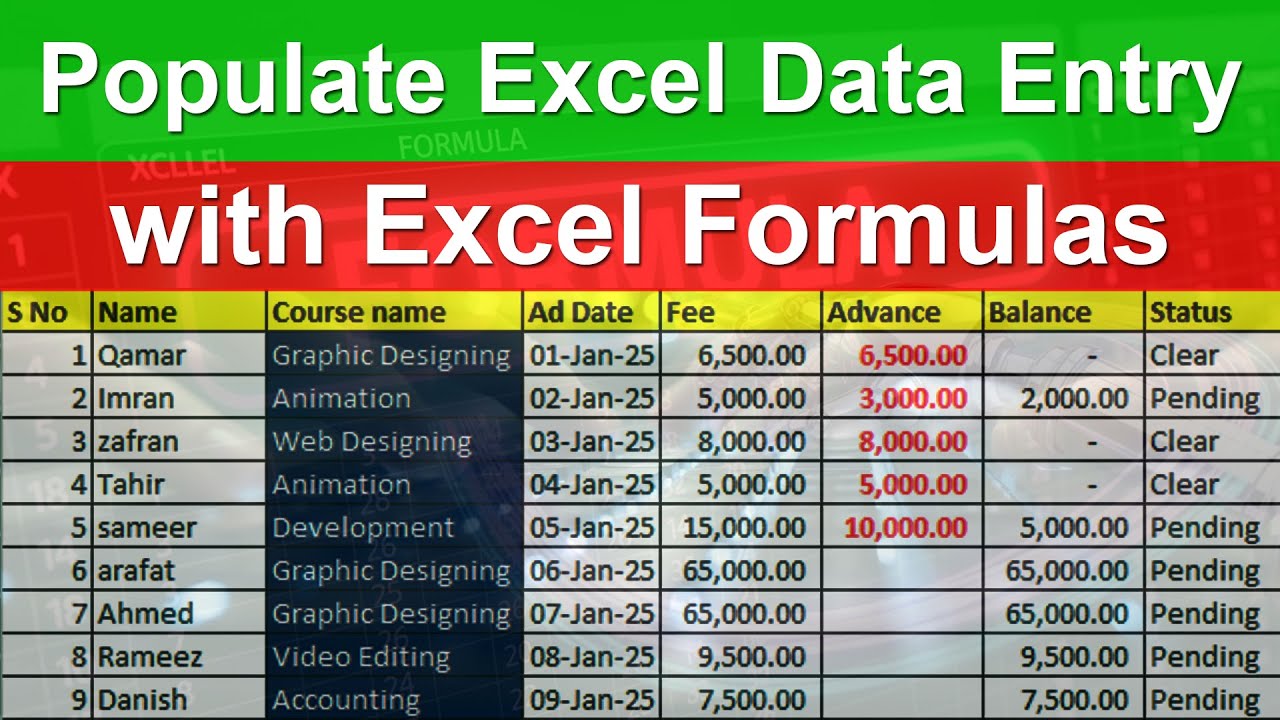 Unlock Data Entry Speed with Excel Formulas | Excel Data Entry with ...