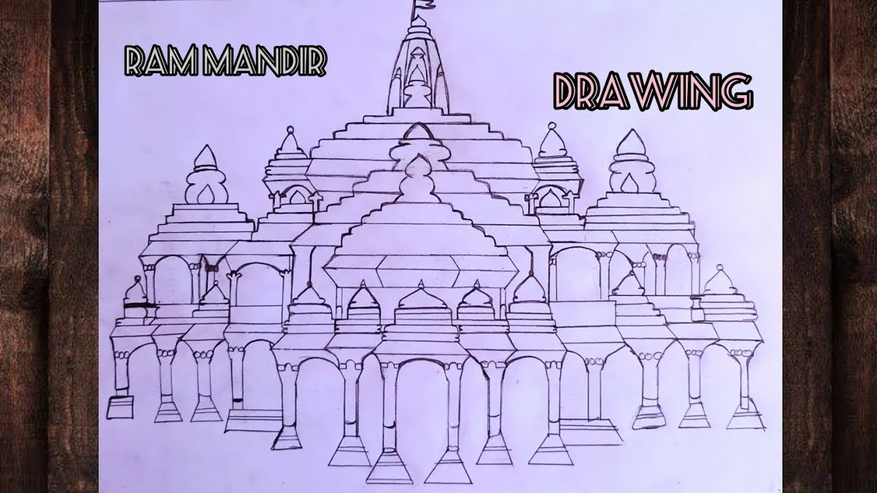 Ram Mandir Drawing | Ayodhya Ram Mandir Drawing | How To draw Ram ...