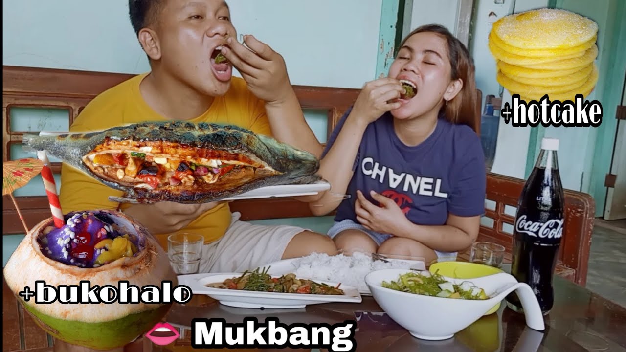 Buko Halo + hotcake, Inihaw na Bangus Mukbang, Salad na Guso at GiHang ...
