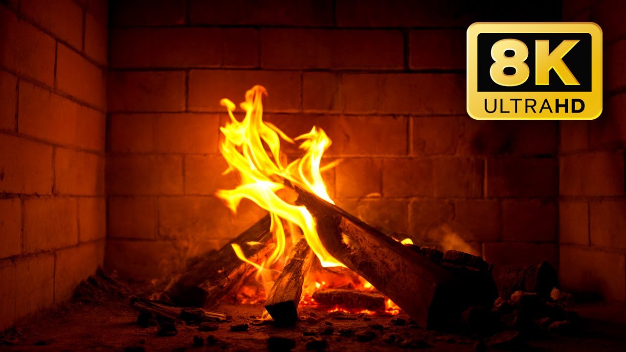8K HDR Fireplace 🔥 Cozy Fireplace Ambience for Cold Evenings ...