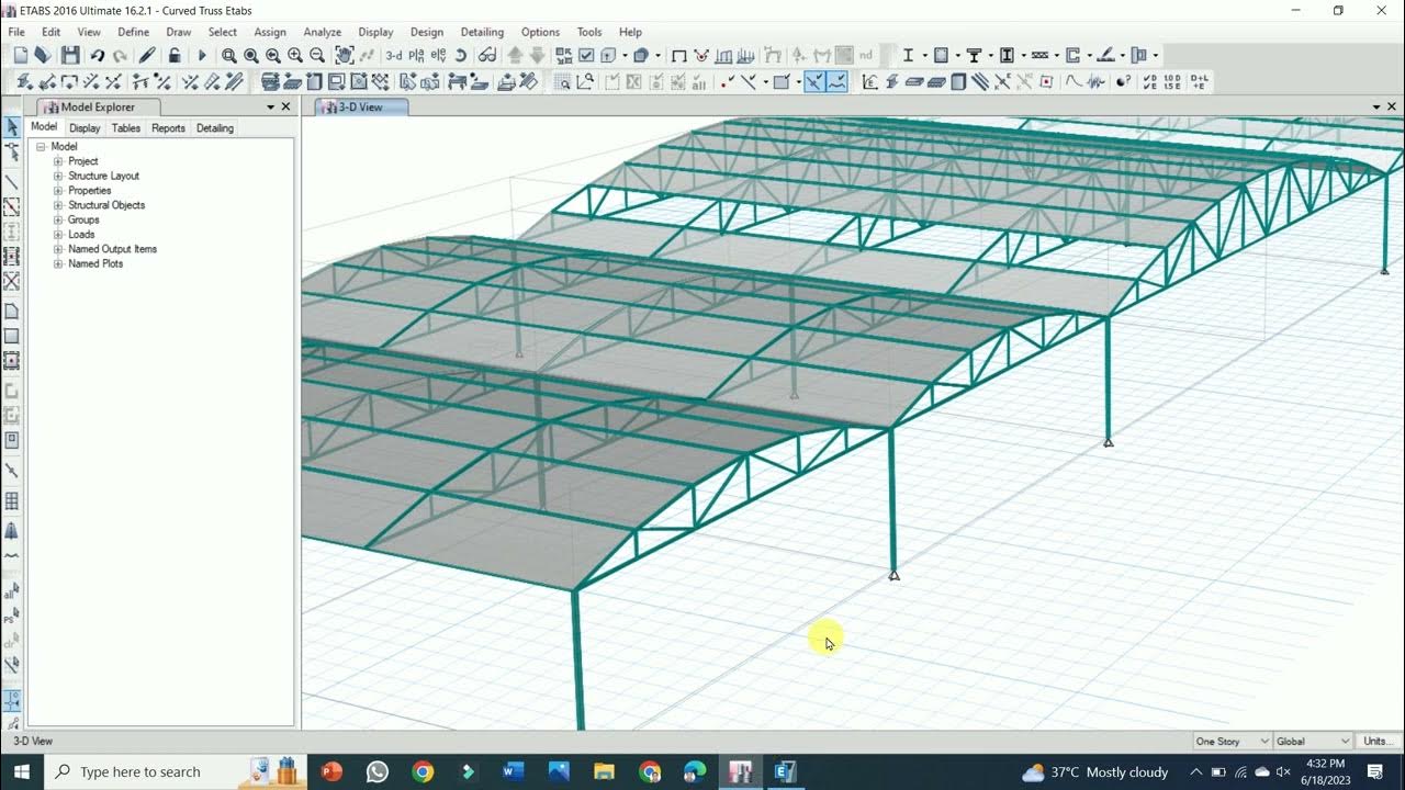 Design of Curved Steel Roof Truss in Etabs - YouTube