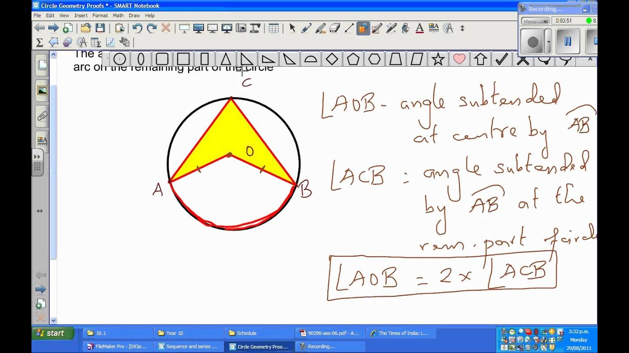 Circle Geometry - Angle at the centre is twice the angle at the arc ...