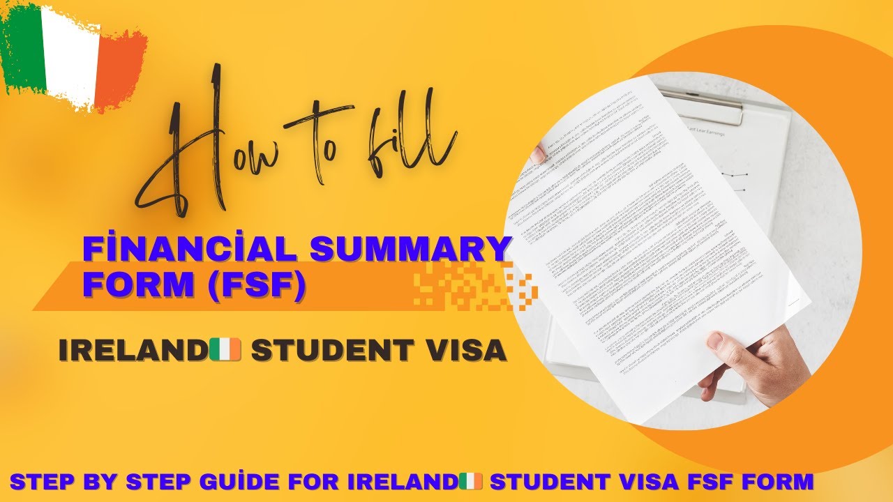 How to fill Financial summary form (FSF) for study visa applications ...