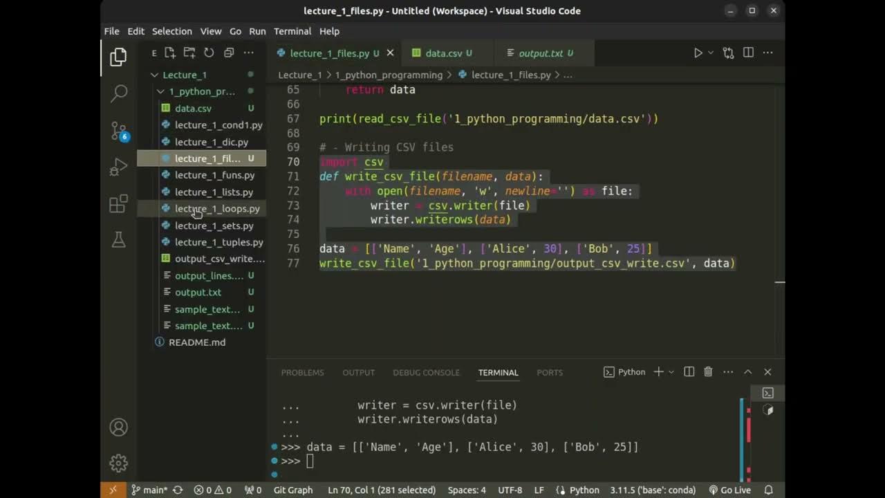 29 - Reading from and Writing to CSV Files - YouTube