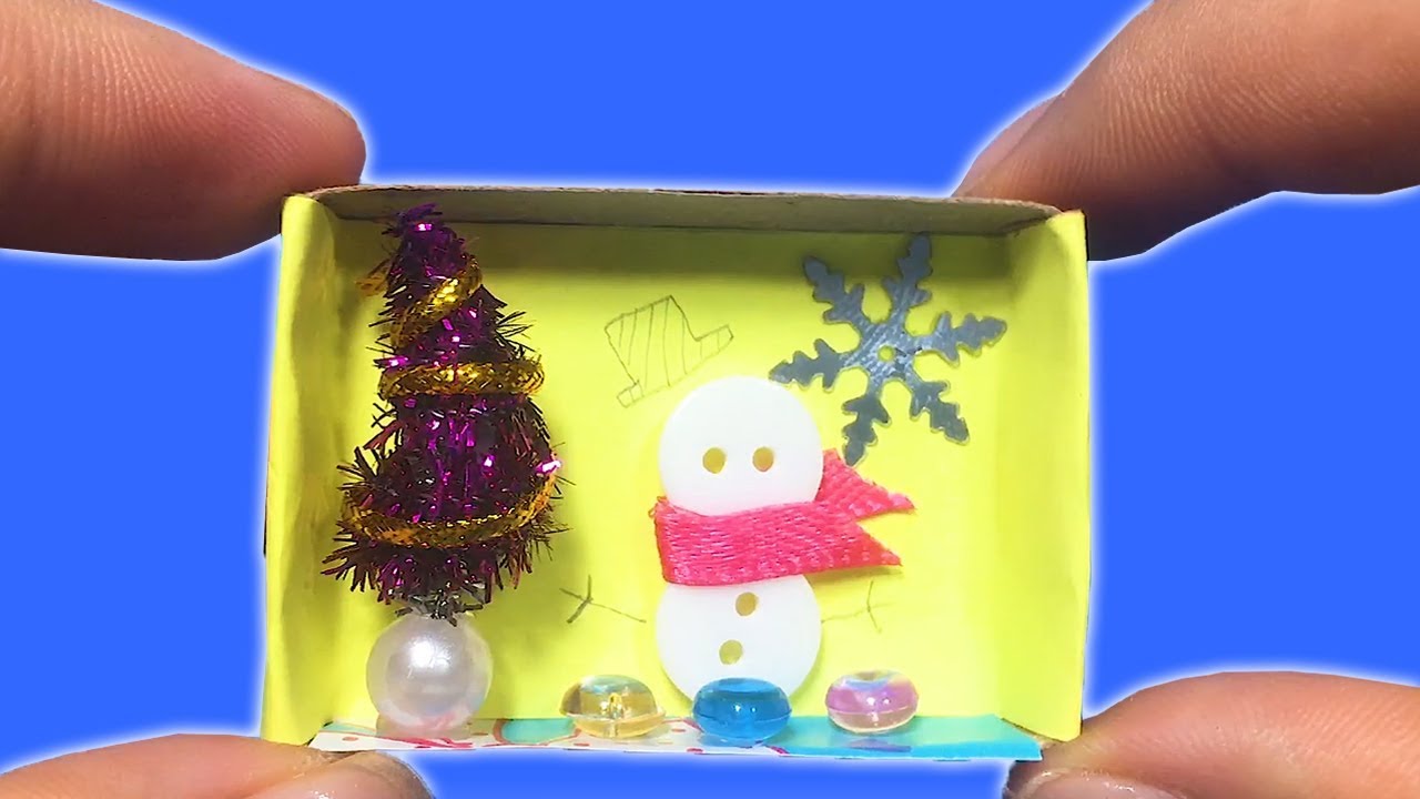 DIY Miniature Matchbox Christmas - snowman - YouTube