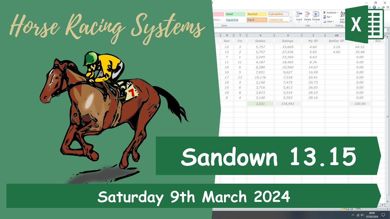 Sandown 13 15 - Excel Spreadsheet Dutching - Horse Racing Betting ...