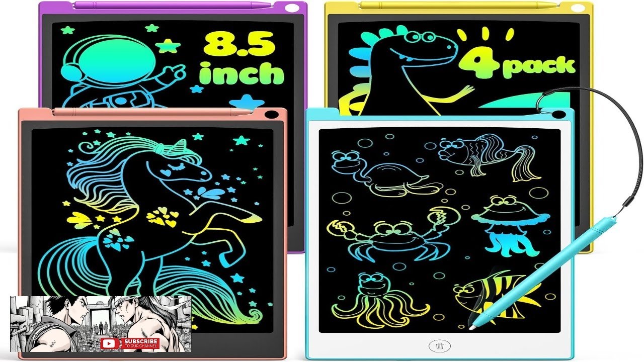 TECJOE 4 Pack LCD Writing Tablet 8.5 Inch Colorful Doodle Board Drawing ...