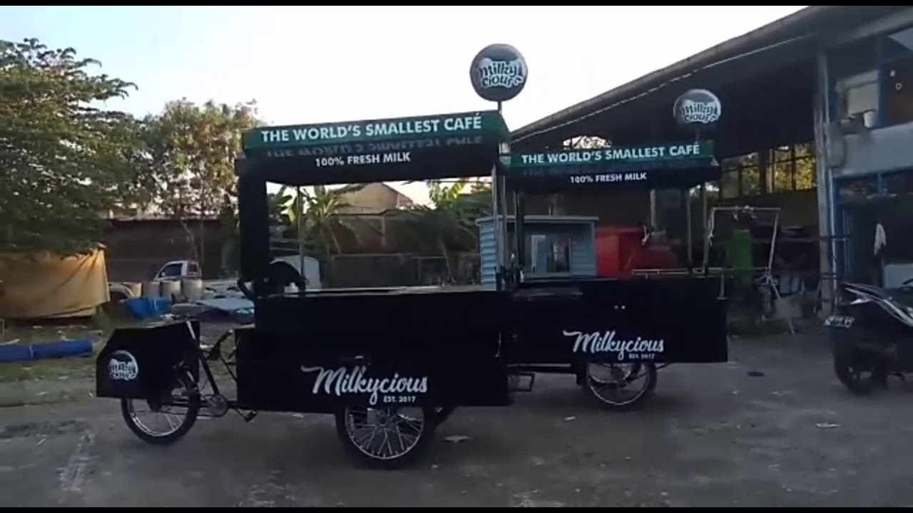 Gerobak sepeda unik. Gerobak sepeda. Gerobak keliling - YouTube